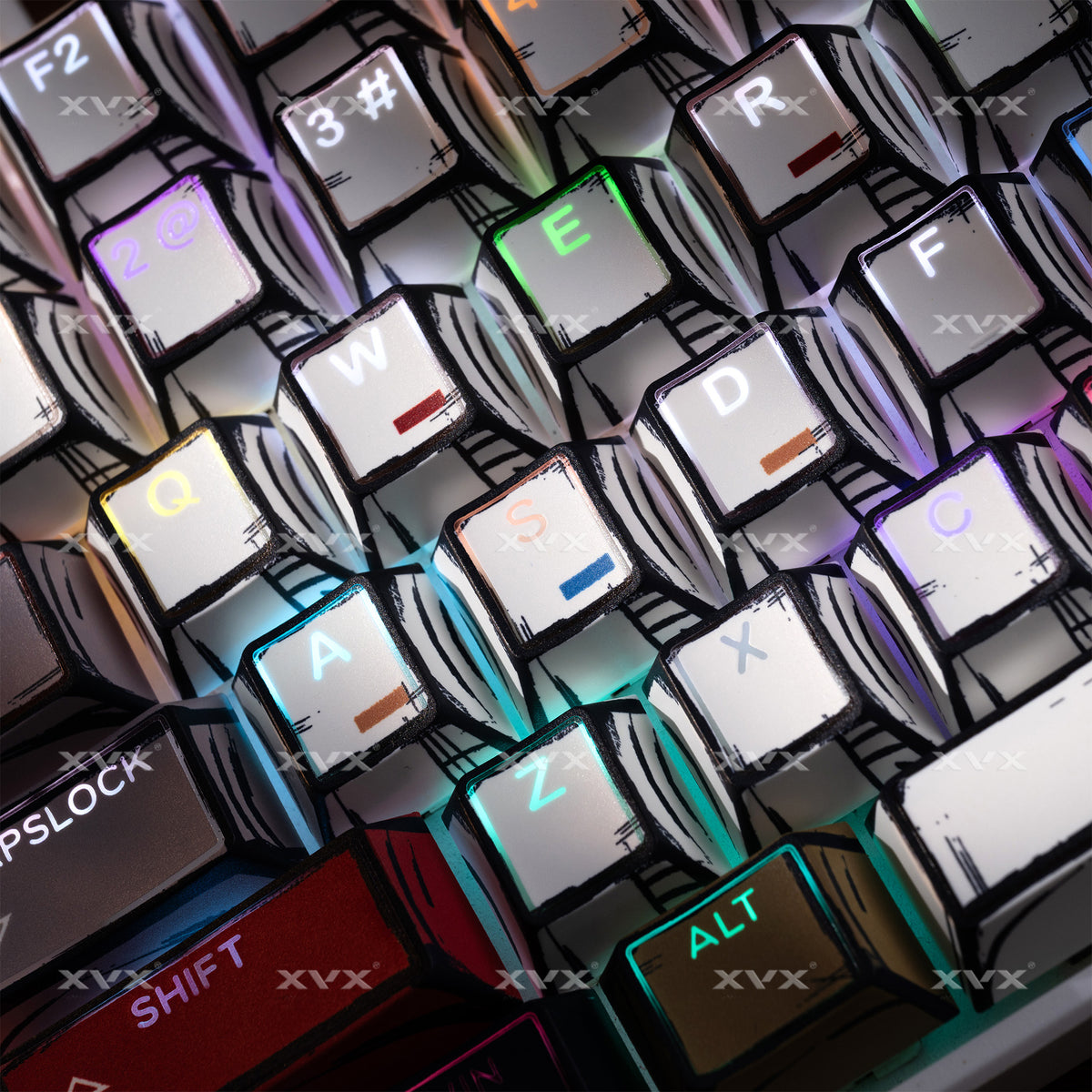 XVX PRISM Shine-Through Double shot Cherry Profile PBT Keycap Set 142 ...