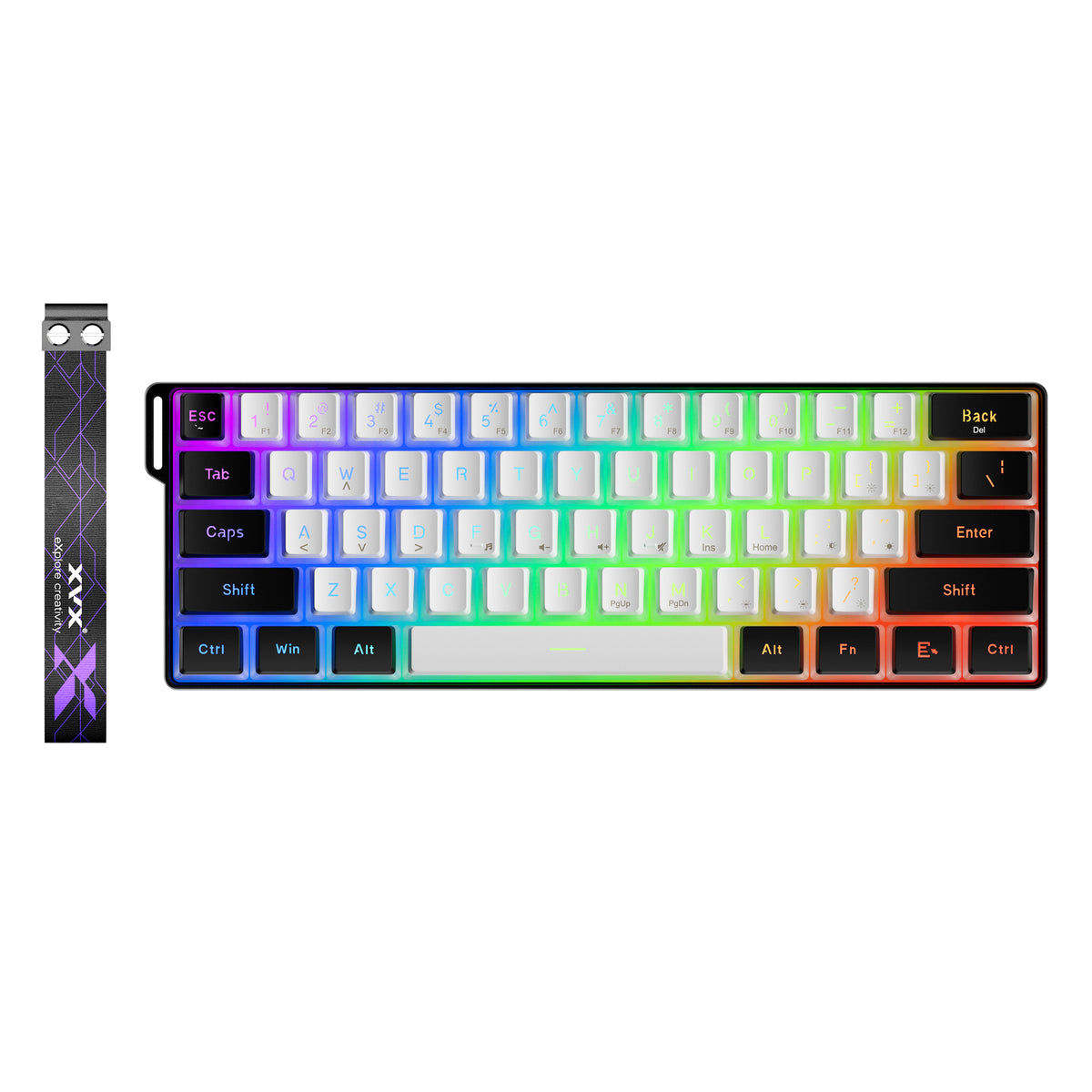 XVX K61 Silent Key Wired Backlit Mini Membrane Keyboard with Pudding k ...