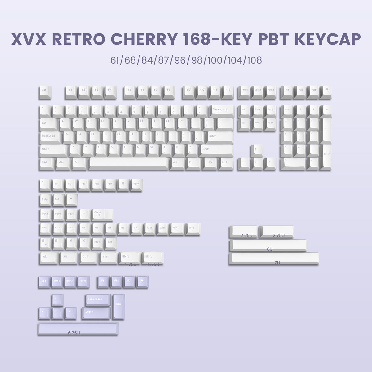 [XVX Retro Cherry Series] Cherry Profile 168-Key Double-Shot PBT Keyca ...