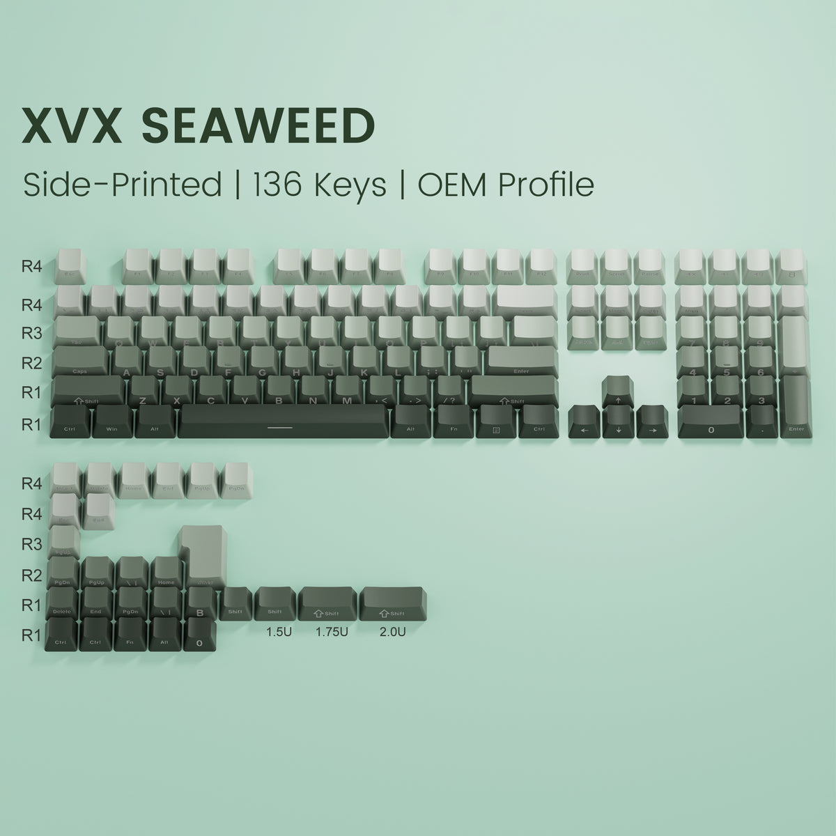 XVX Gradient Series 136-Key Side-Printed OEM Profile Keycap (7 Colors ...
