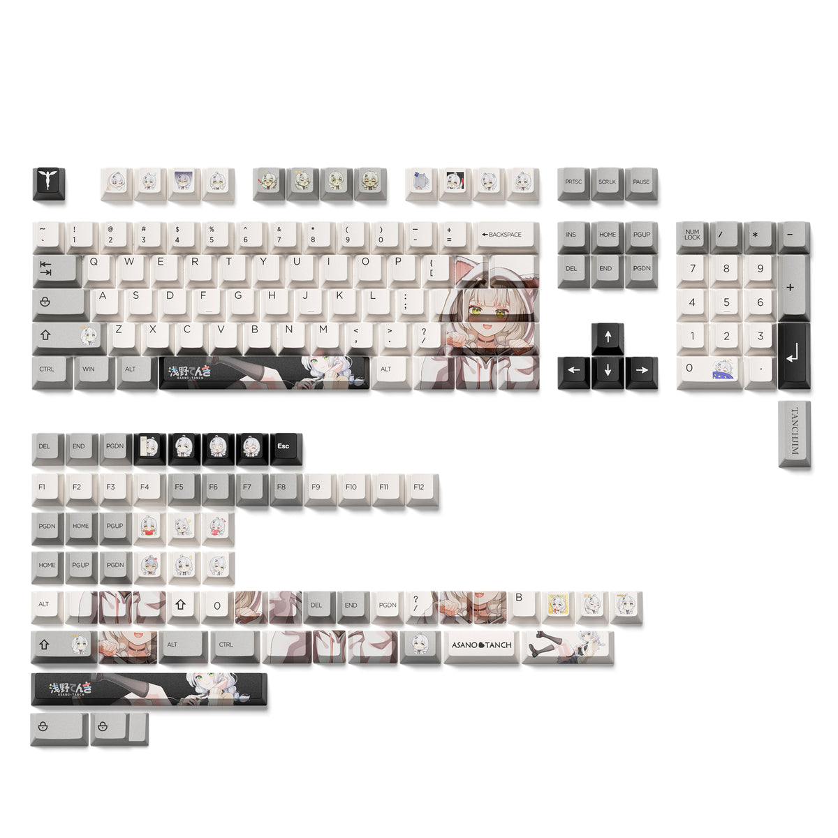 XVX Asano Touch Cherry Profile 5-sided Dye-Sub PBT Keycap Set (167-Key ...