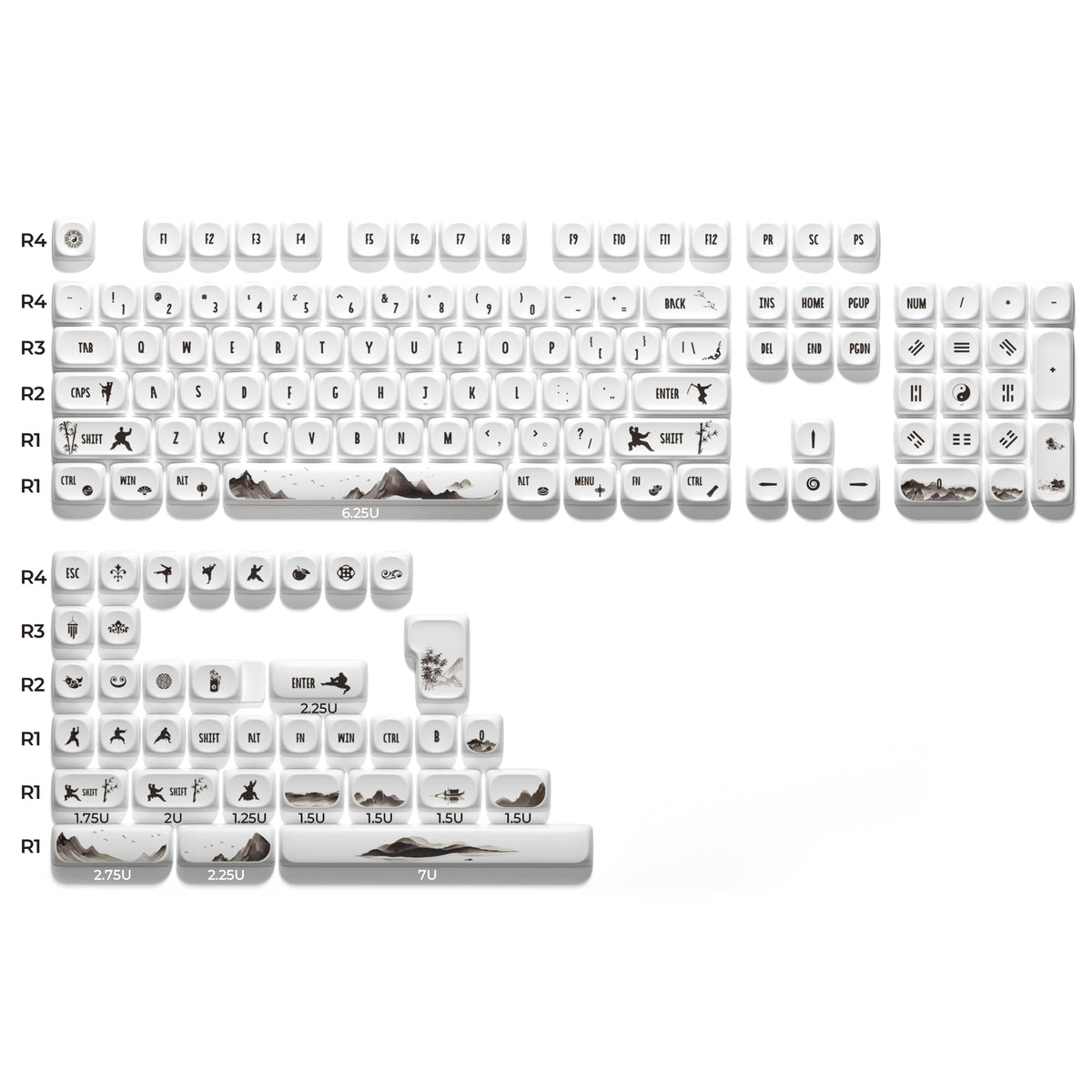 XVX KUNG Fu Theme MOA Profile Dye-Sub PBT Keycap Set 143-Key – XVX ...
