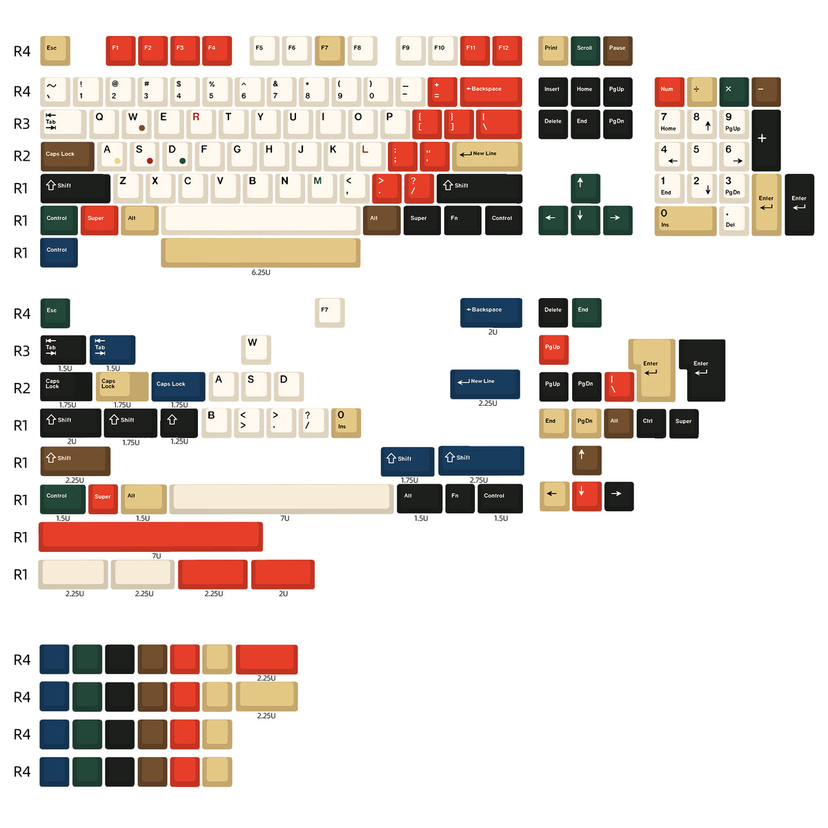 XVX Frost Mixed Retro 100 Cherry Profile PBT Keycap Full Set (186-Key) – XVX Keyboard Channel